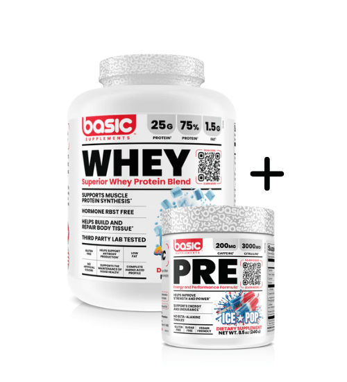 Basic Supplements Whey Protein 5Lb + FREE Pre Workout – TopDog Nutrition